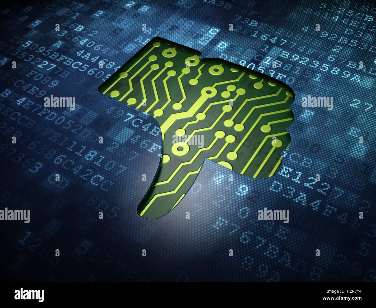 Social media concept: Thumb Down on digital screen background Stock ...