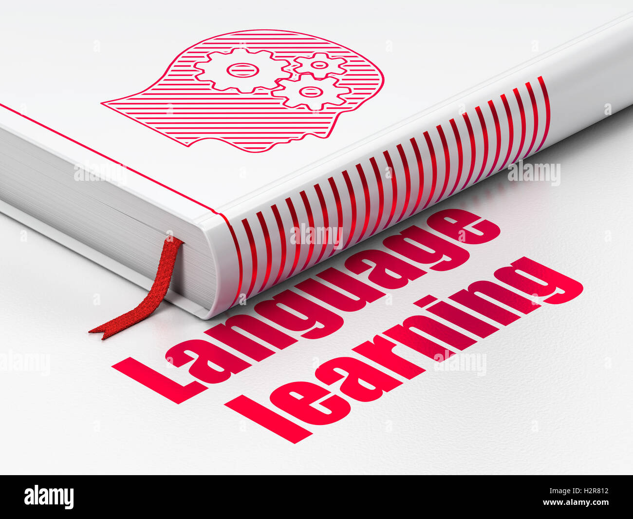Education concept: book Head With Gears, Language Learning on white ...