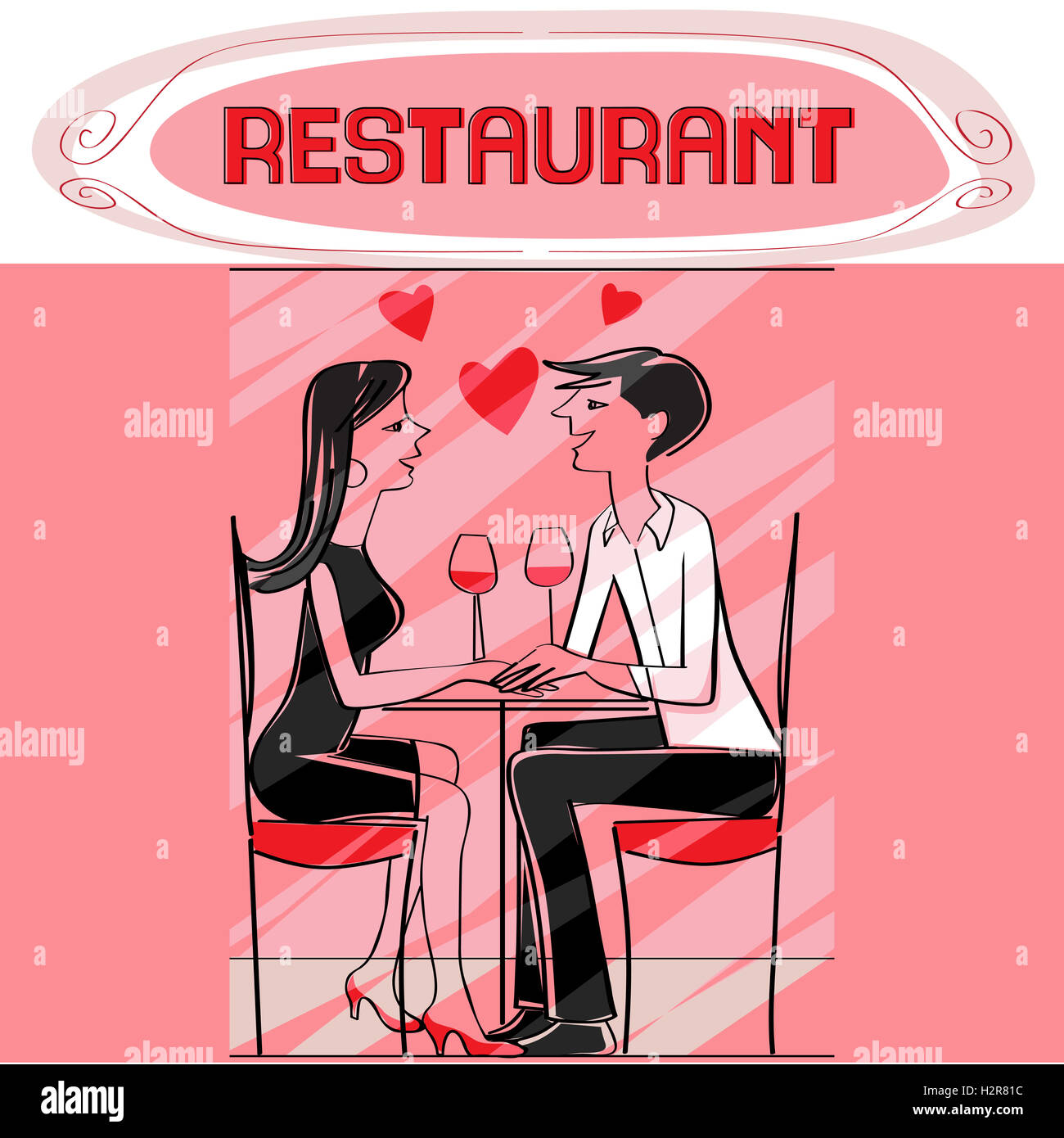 Couple retro restaurant hi-res stock photography and images - Alamy