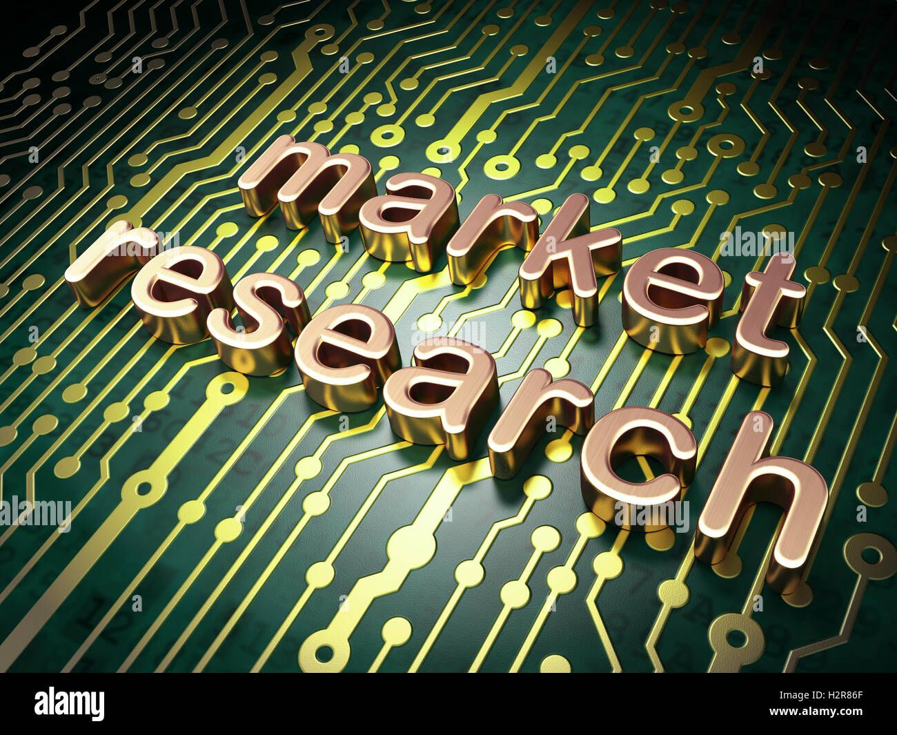 Marketing concept: Market Research on circuit board background Stock ...