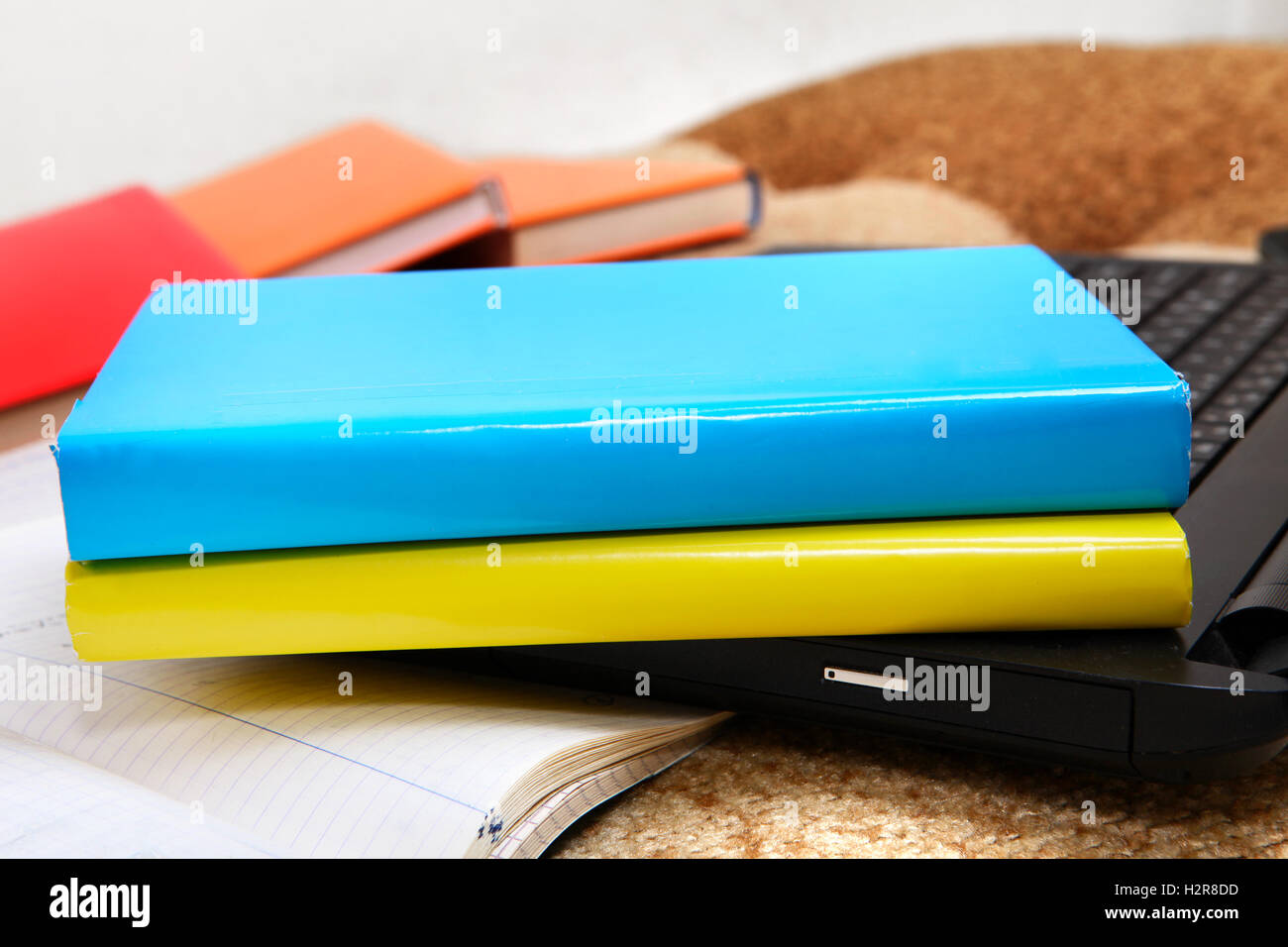Two Books on the Laptop Stock Photo - Alamy