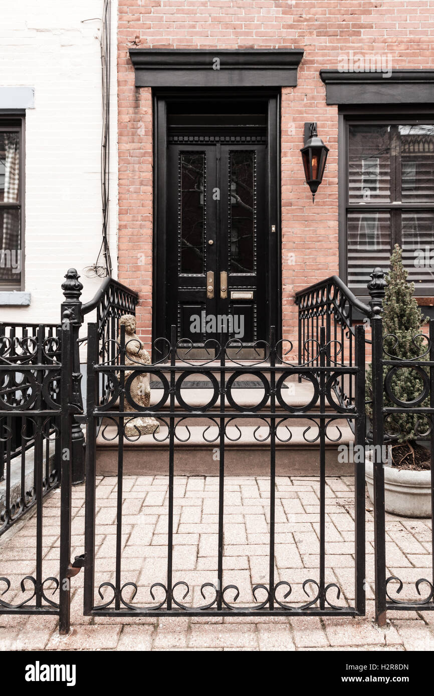 A beautiful ground level brownstone entrance in Hoboken, New Jersey ...