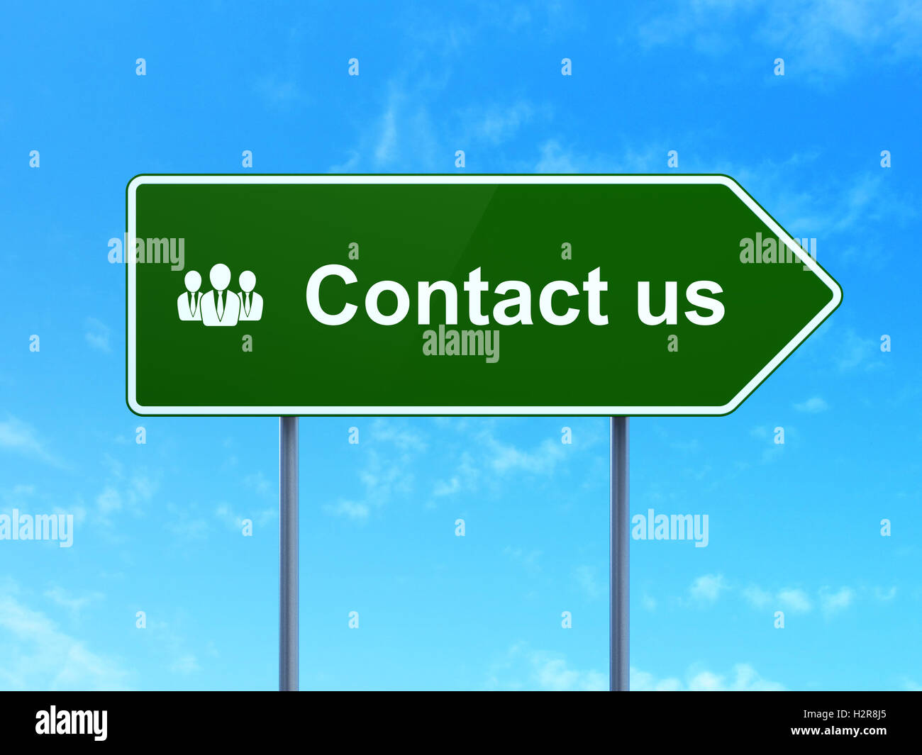 Marketing concept: Contact Us and Business People on road sign ...