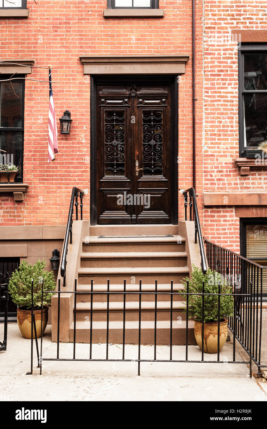 A brownstone entrance in Hoboken, New Jersey Stock Photo - Alamy
