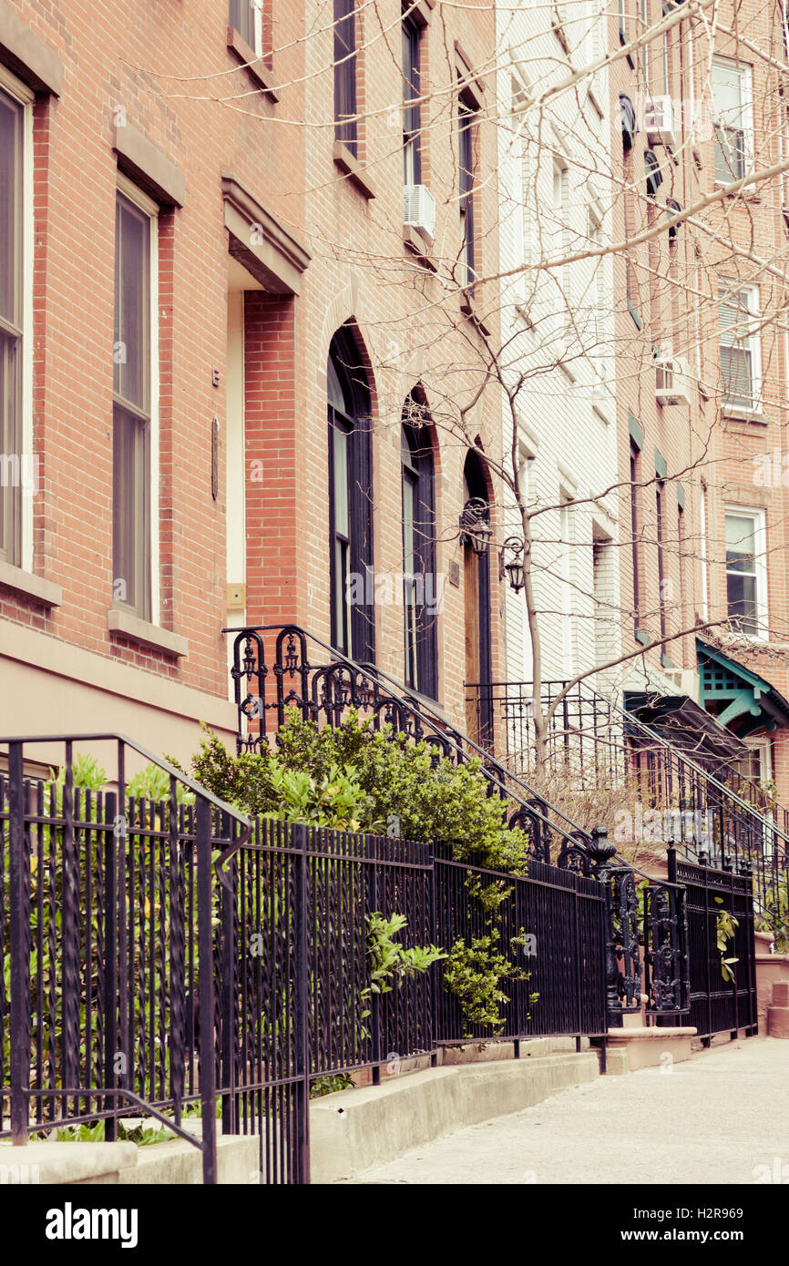 Brownstones in Hoboken, New Jersey in spring Stock Photo - Alamy