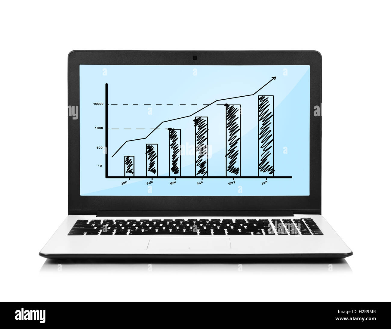 laptop with chart Stock Photo - Alamy
