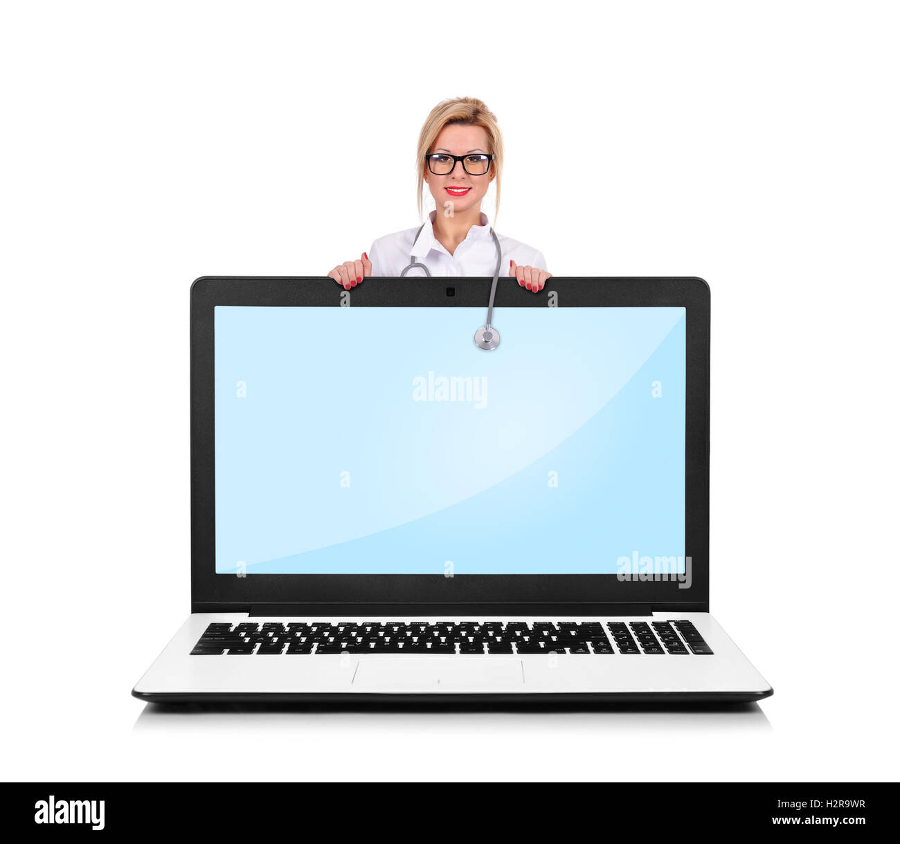 Laptop and stethoscope Cut Out Stock Images & Pictures - Alamy