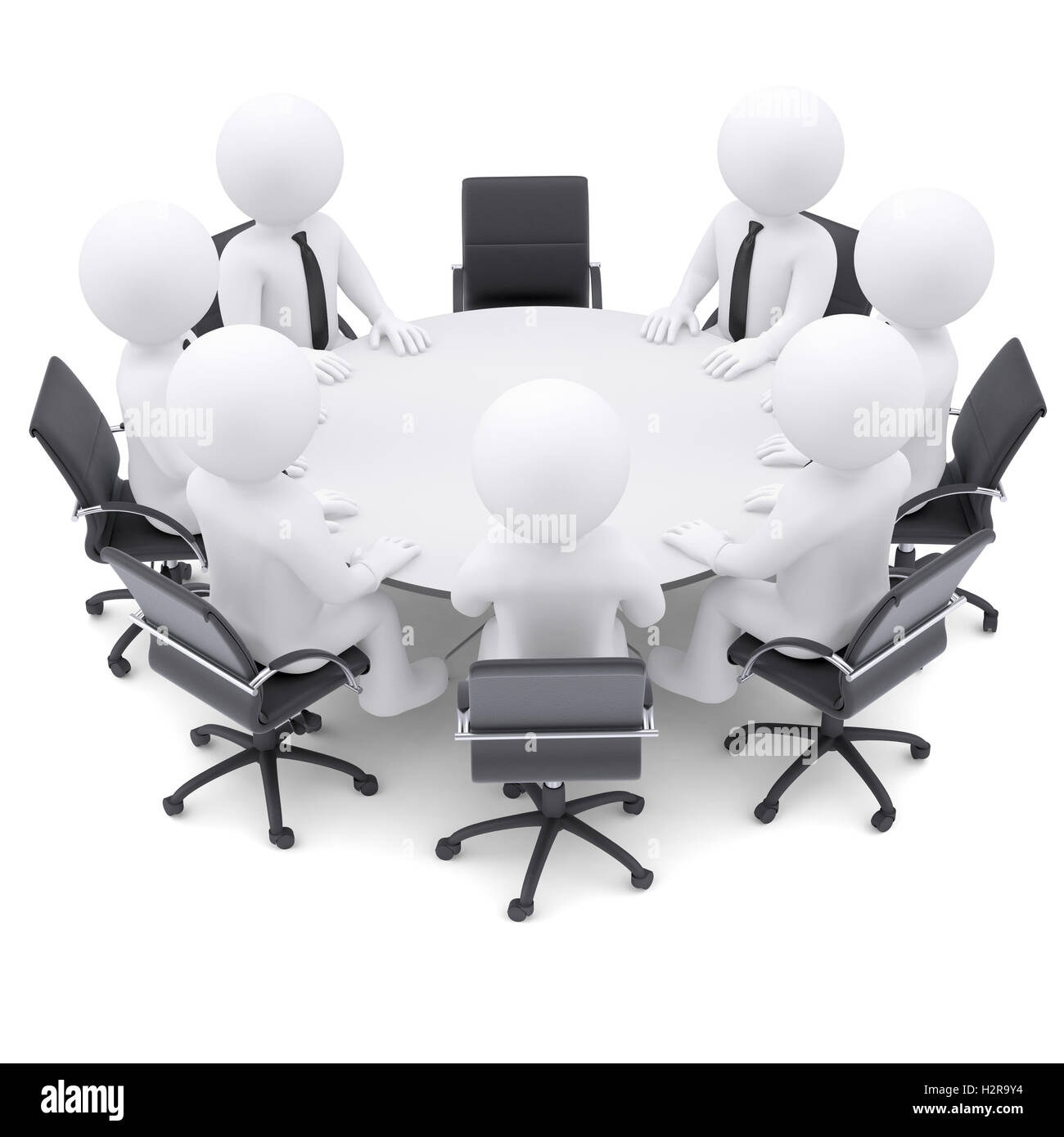 3d people at the round table. One chair is empty Stock Photo - Alamy