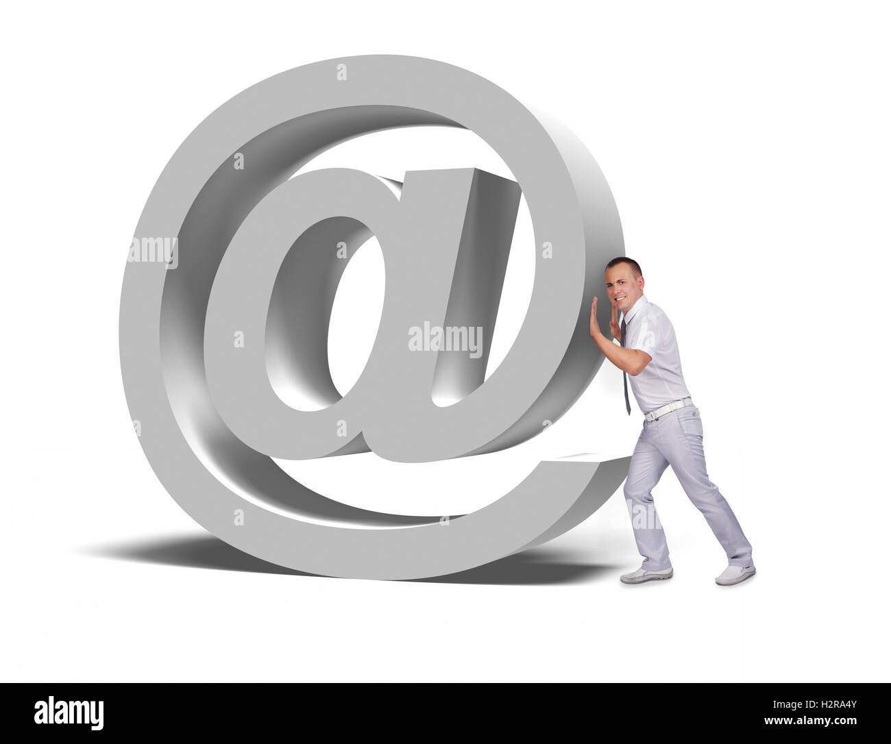 businessman pushing email symbol Stock Photo - Alamy