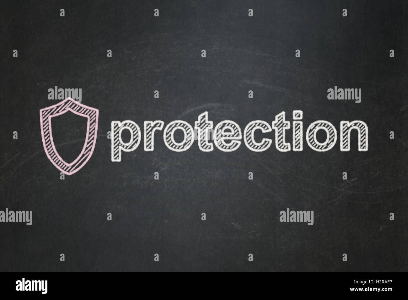 Protection concept: Contoured Shield and Protection on chalkboard background Stock Photo - Alamy