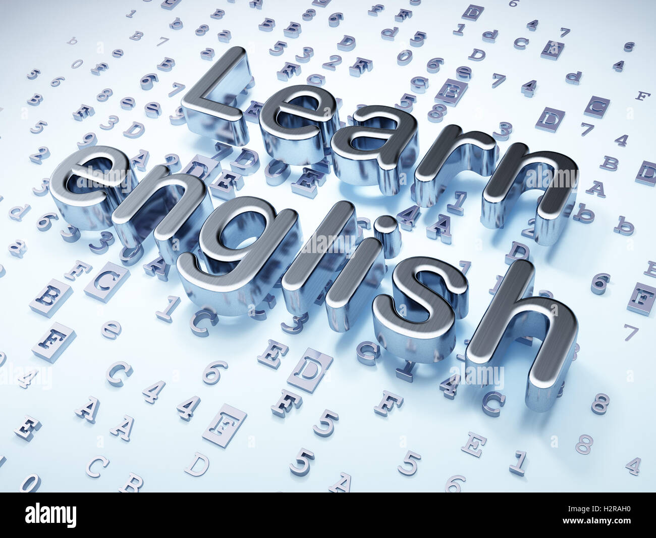 Education concept: Silver Learn English on digital background Stock ...