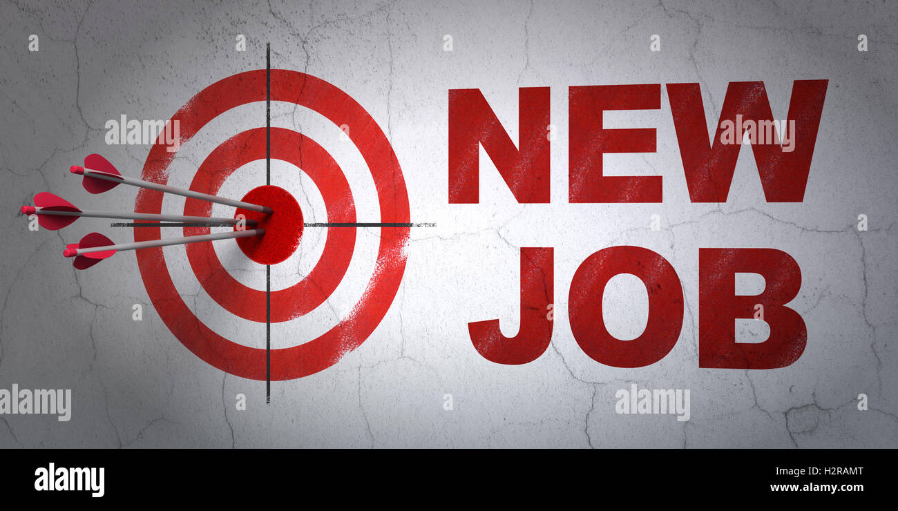 Finance concept: target and New Job on wall background Stock Photo - Alamy