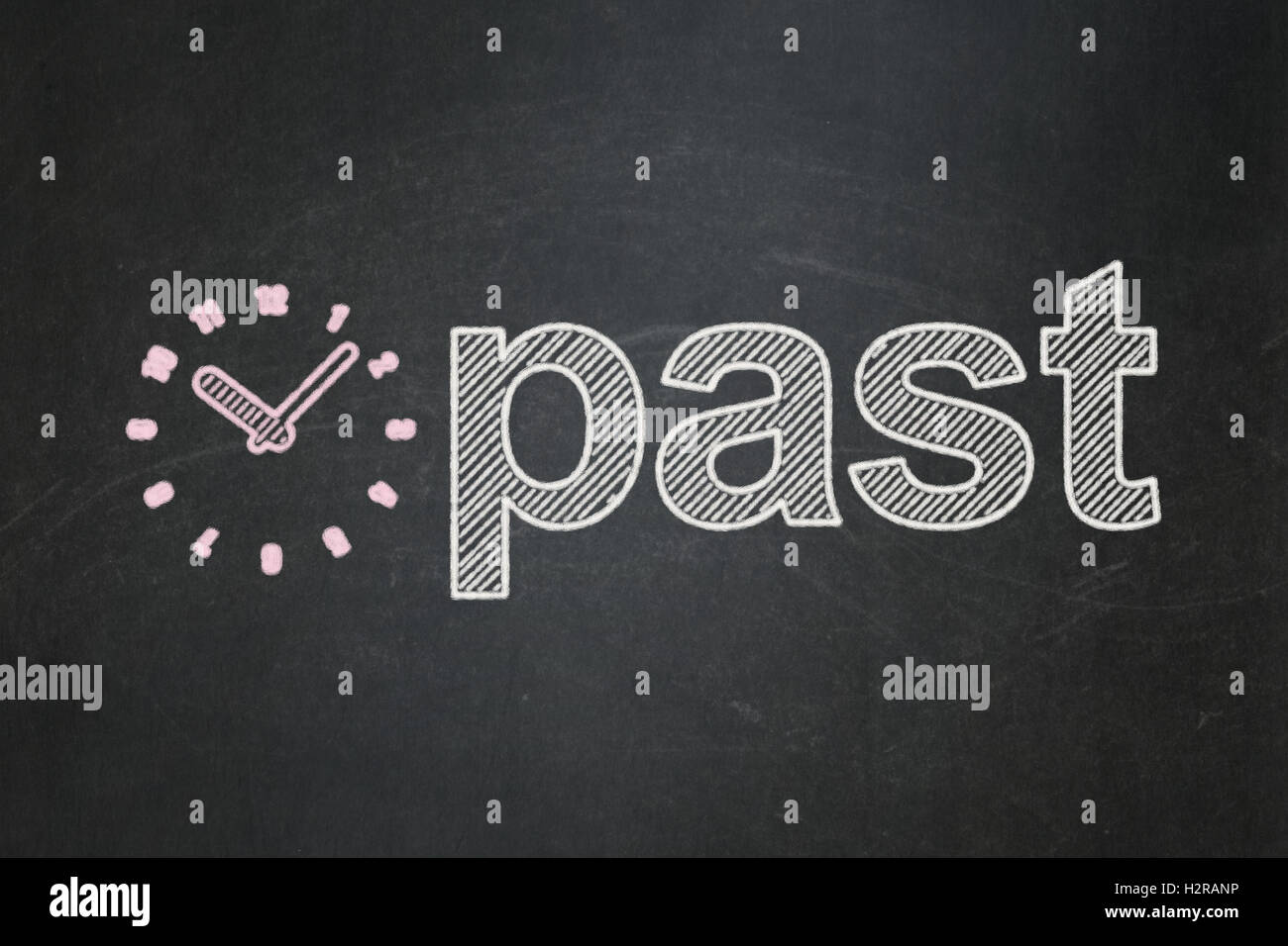 Time concept: Clock and Past on chalkboard background Stock Photo - Alamy