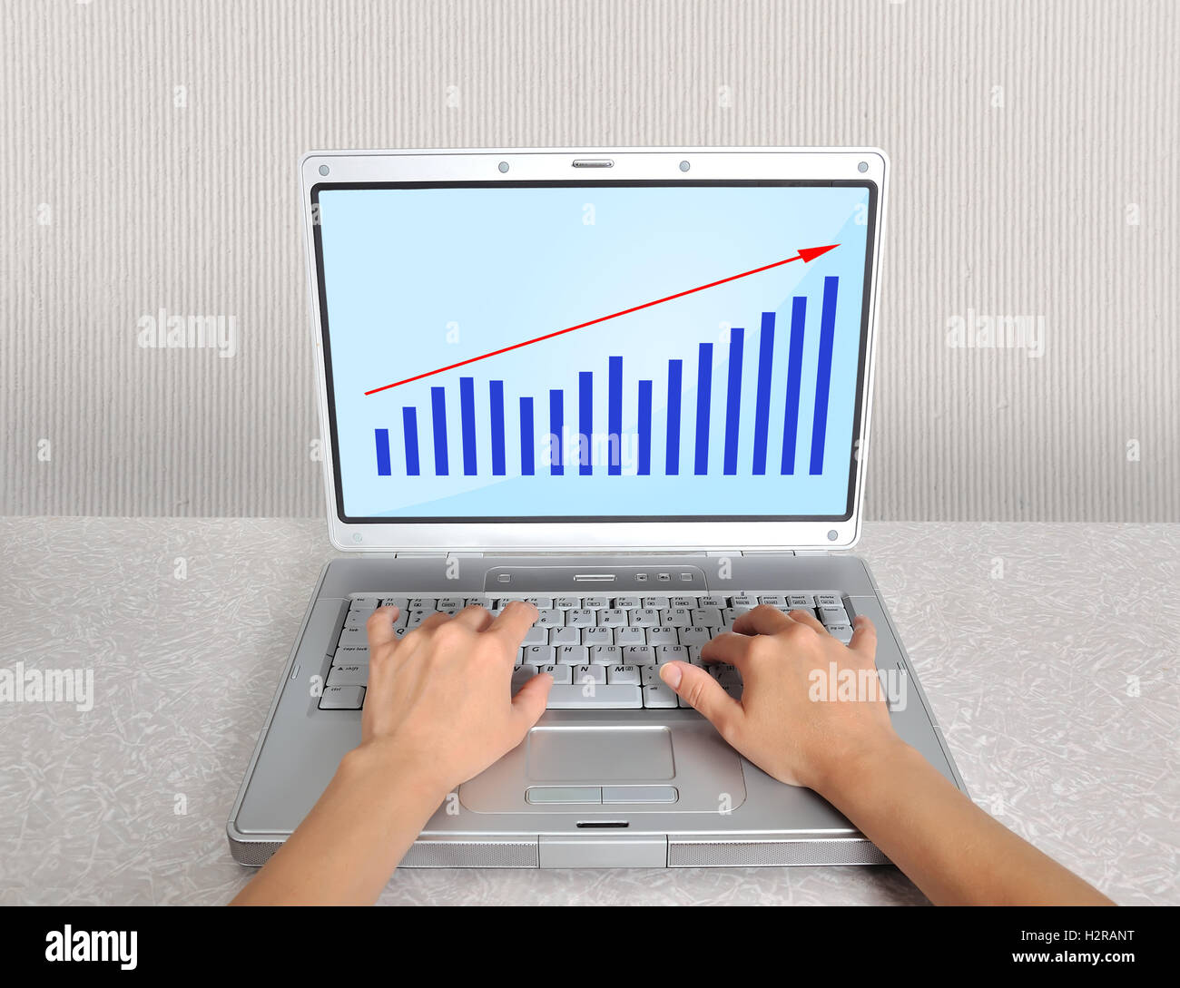 laptop with chart Stock Photo - Alamy
