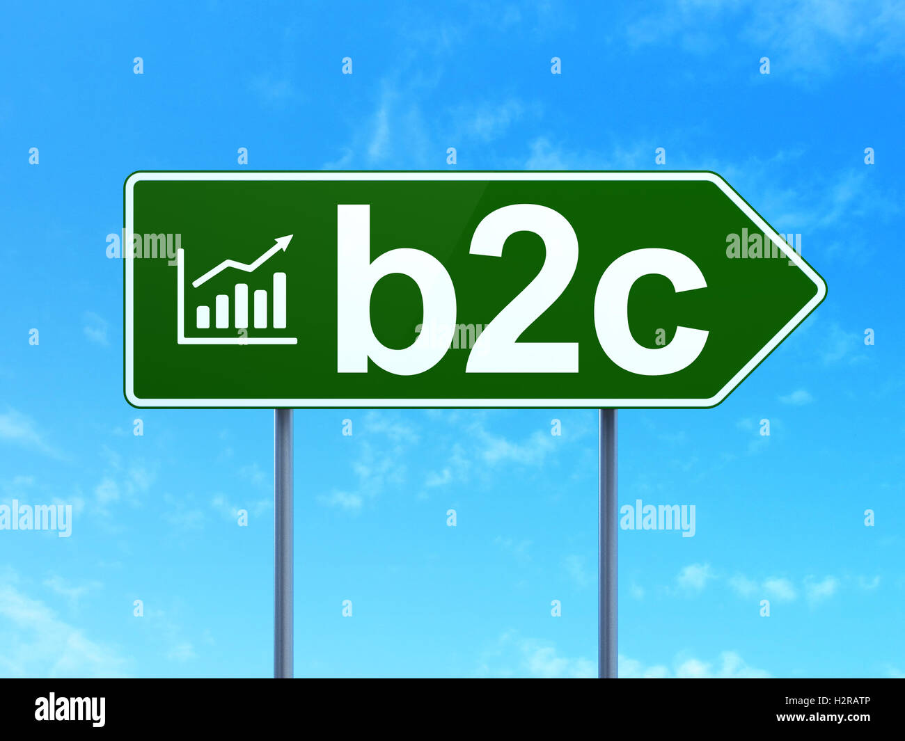 Business concept: B2c and Growth Graph on road sign background Stock ...