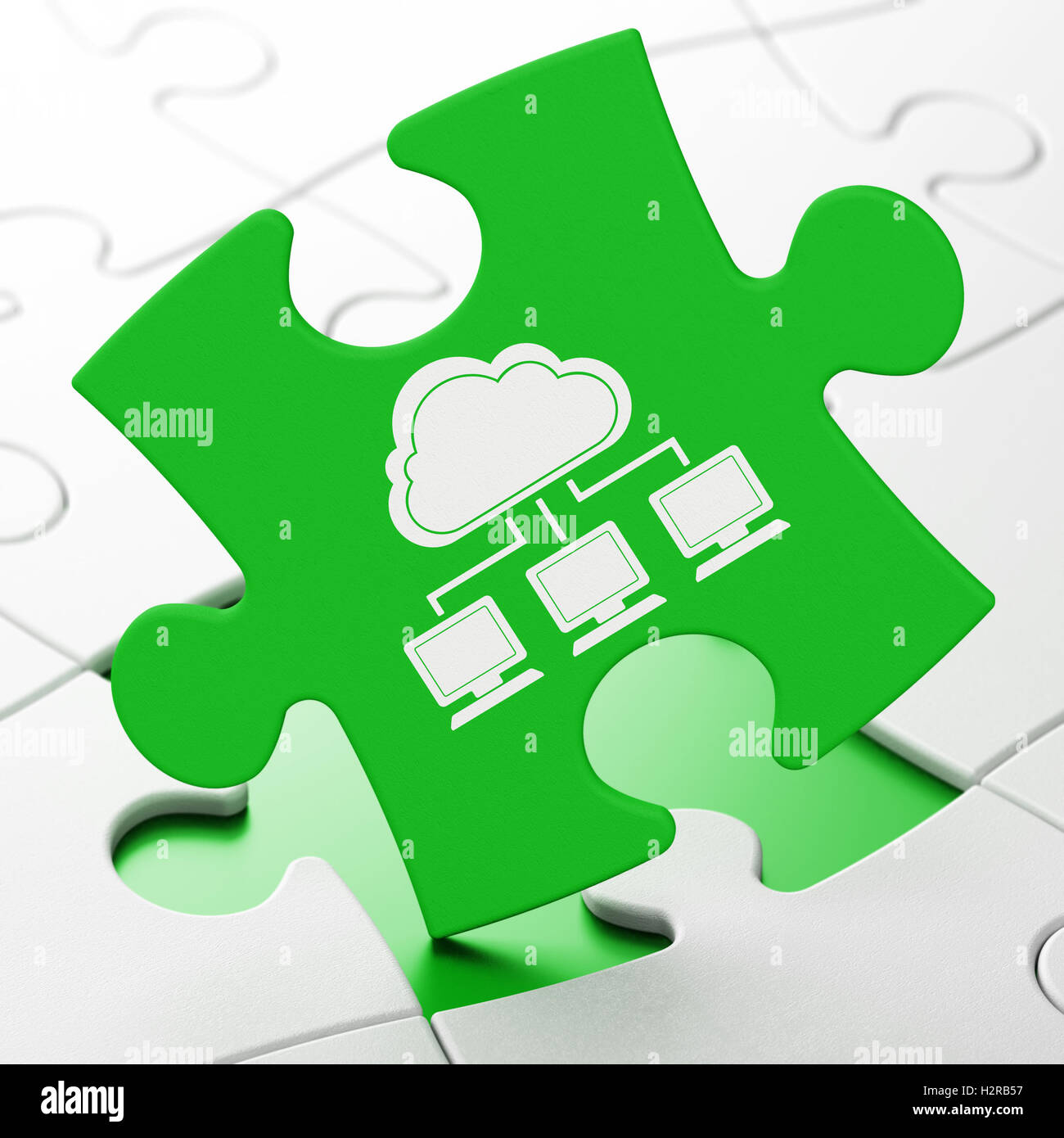 Cloud technology concept: Cloud Network on puzzle background Stock ...