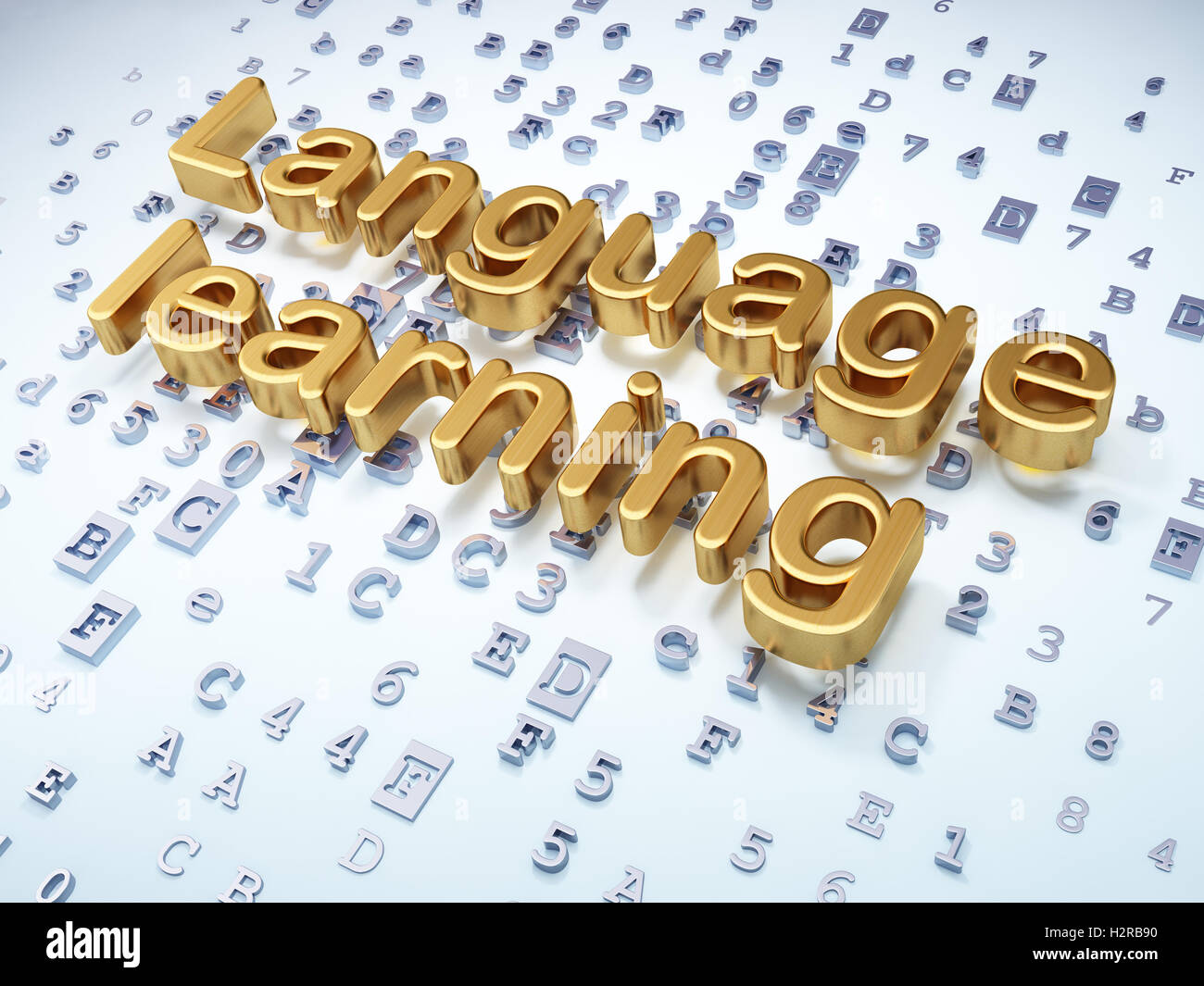 Education concept: Golden Language Learning on digital background Stock ...