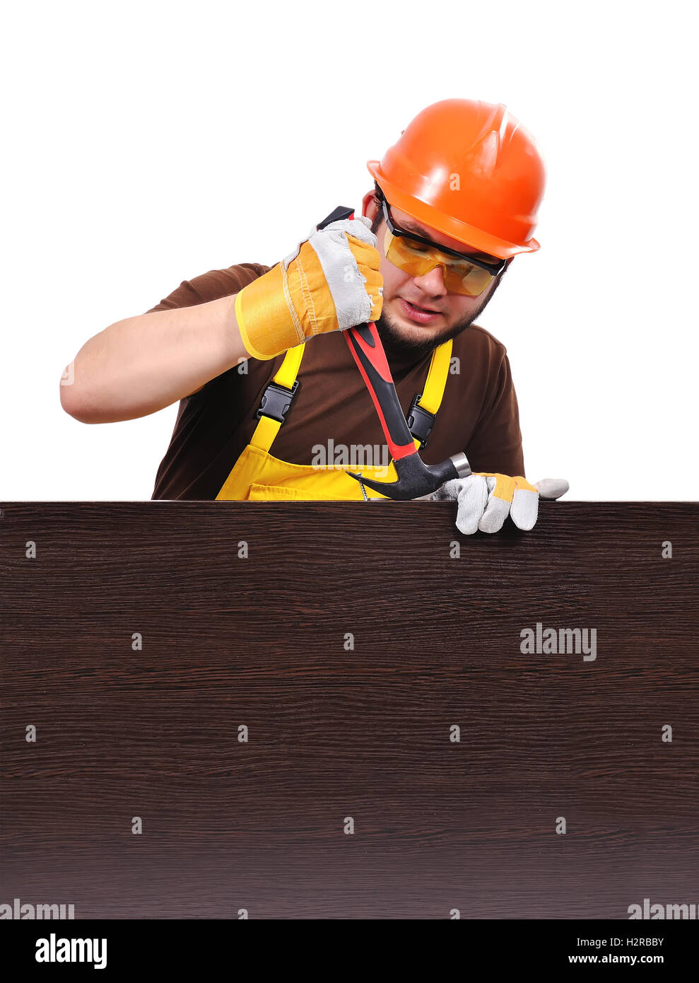 builder with hammer Stock Photo - Alamy