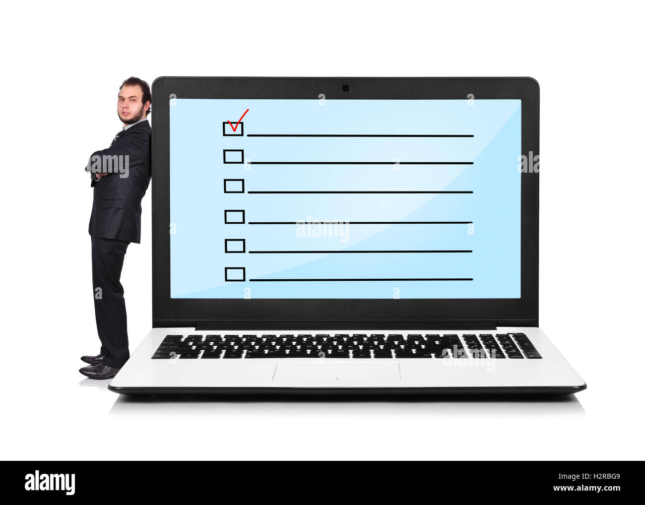 laptop with check box Stock Photo - Alamy