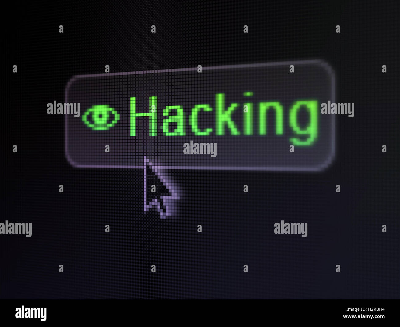 Security concept: Hacking and Eye on digital button background Stock ...