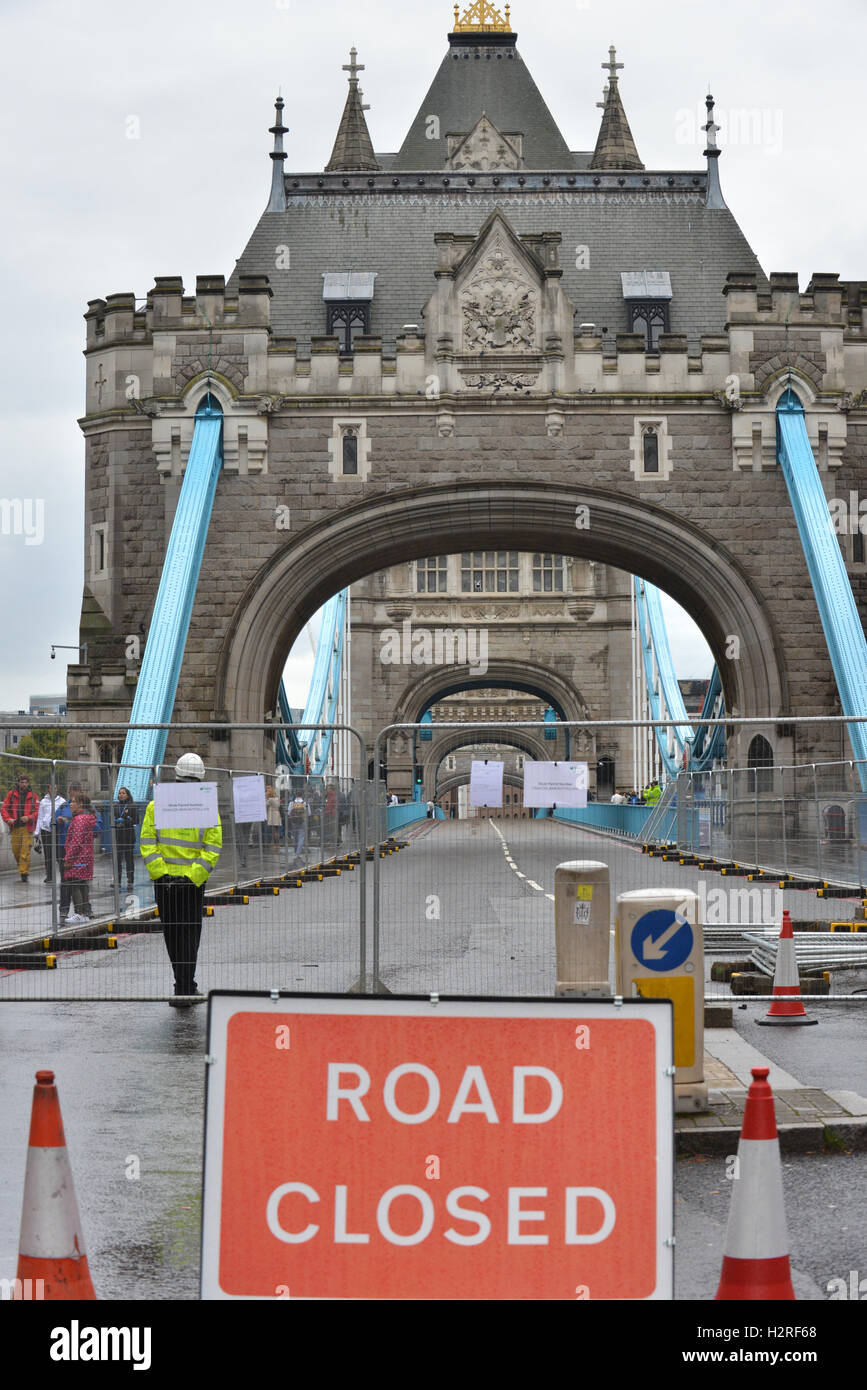 Tower Bridge, London, UK. 1st October 2016. Tower Bridge is being ...