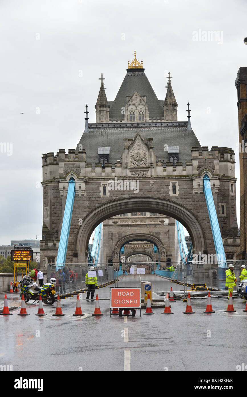 Tower Bridge, London, UK. 1st October 2016. Tower Bridge is being ...
