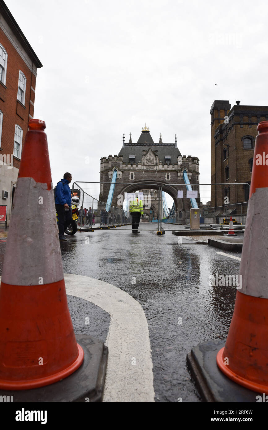 Tower Bridge, London, UK. 1st October 2016. Tower Bridge is being ...