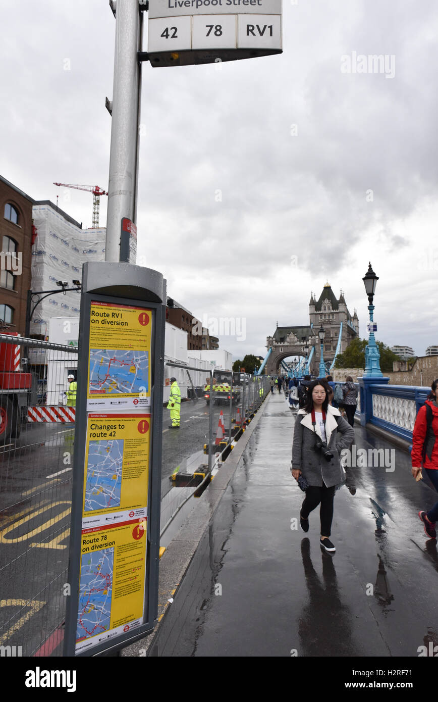 Tower Bridge, London, UK. 1st October 2016. Tower Bridge is being ...
