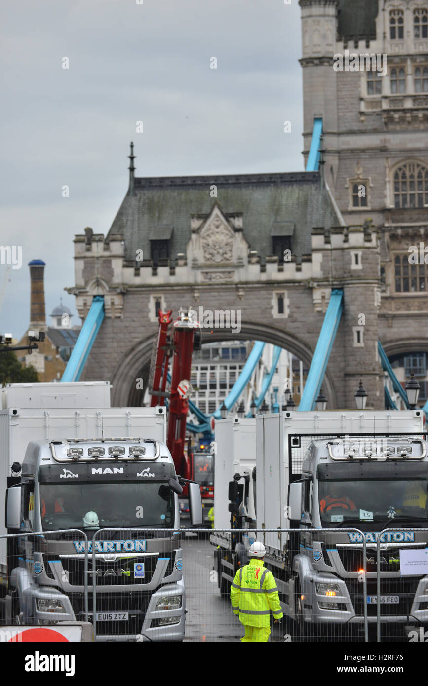 Tower Bridge, London, UK. 1st October 2016. Tower Bridge is being ...