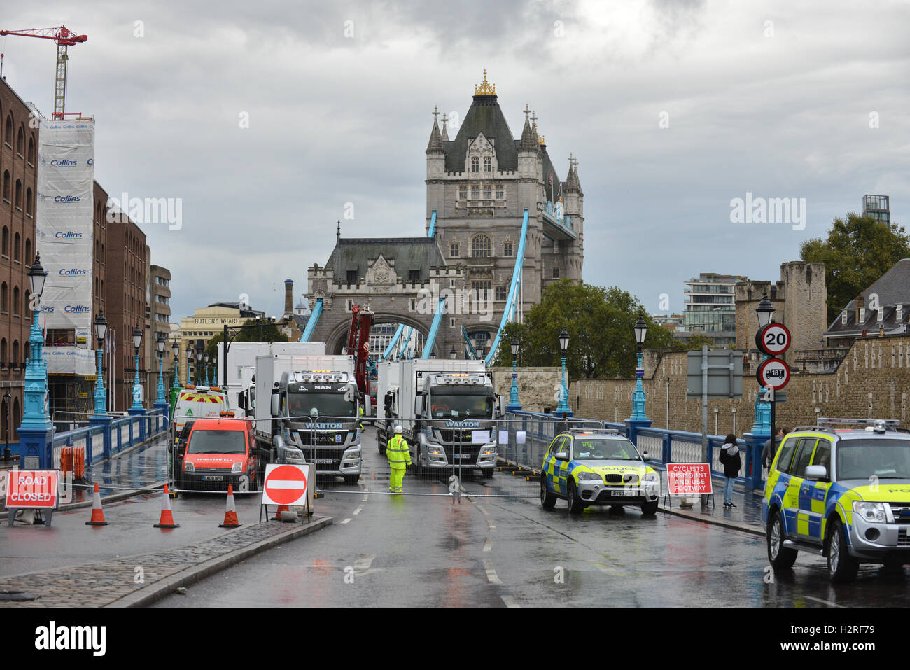 Tower Bridge, London, UK. 1st October 2016. Tower Bridge is being ...