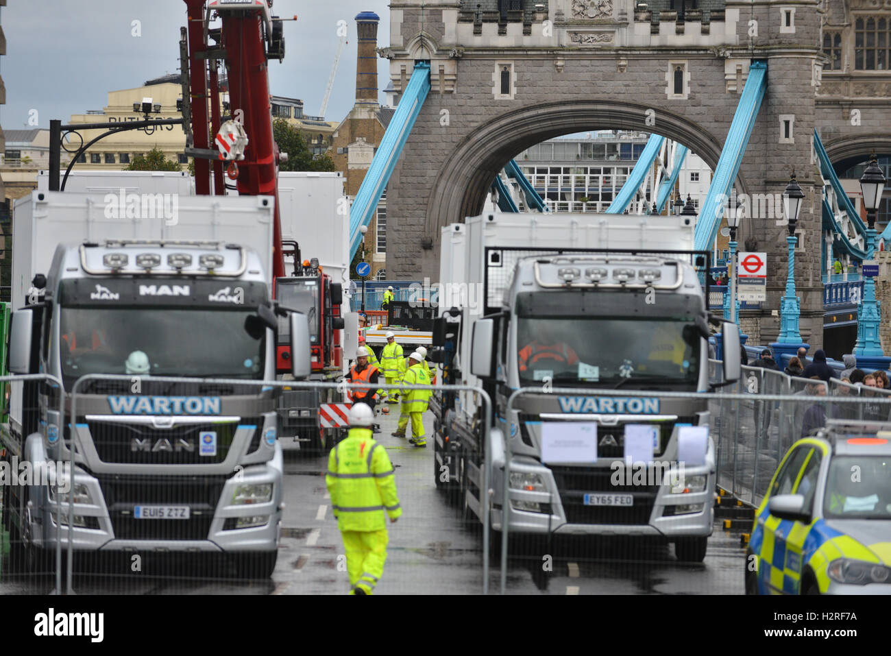 Tower Bridge, London, UK. 1st October 2016. Tower Bridge is being ...