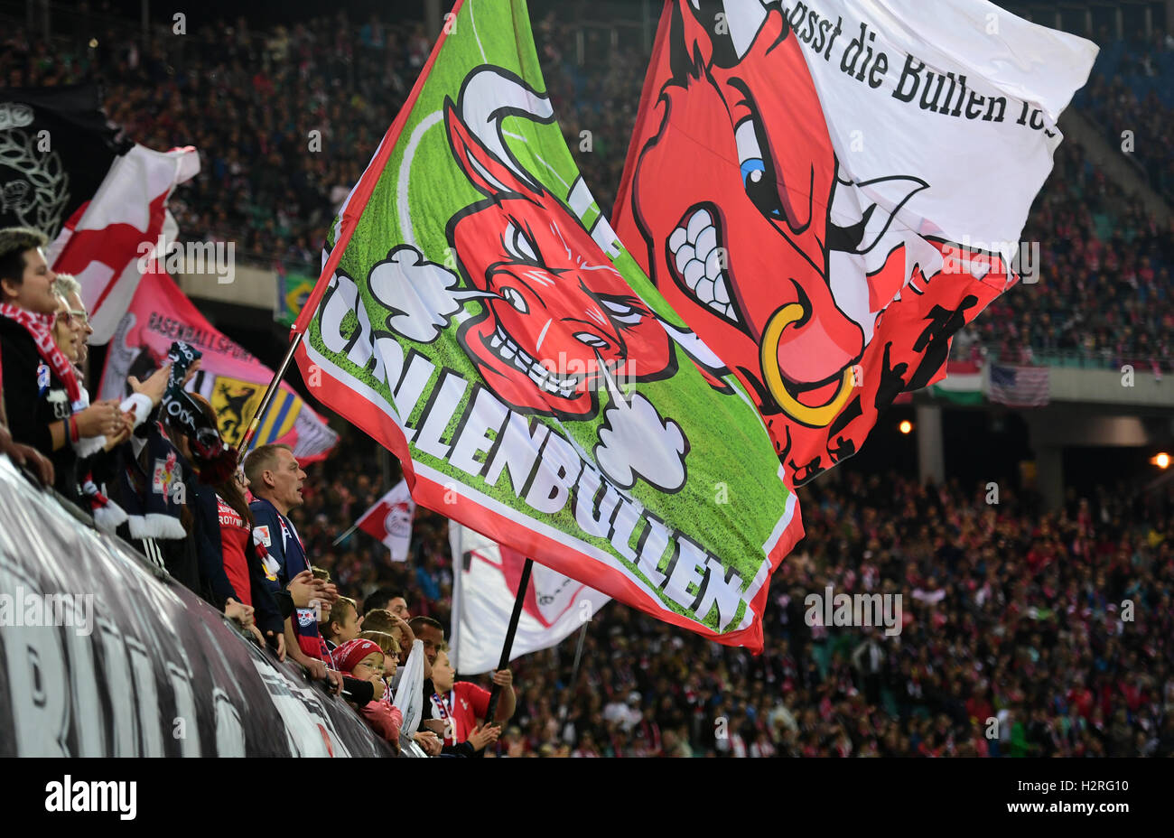 Leipzig, Germany. 30th Sep, 2016. RB fans during the German Bundesliga ...