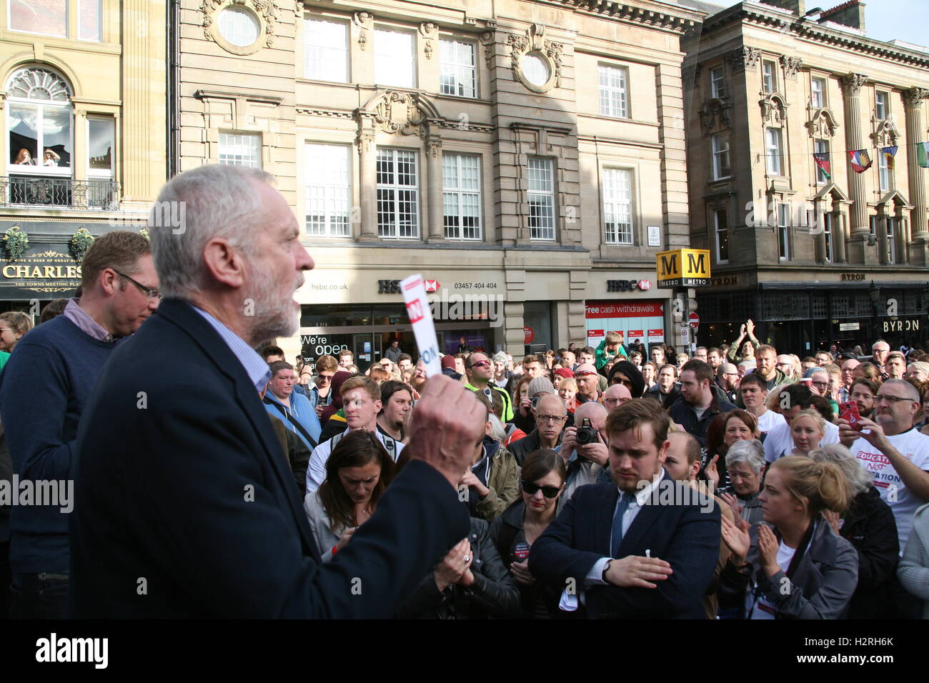 Newcastle upon Tyne, UK October 1st, 2016. Labour Leader Jeremy Corbyn ...