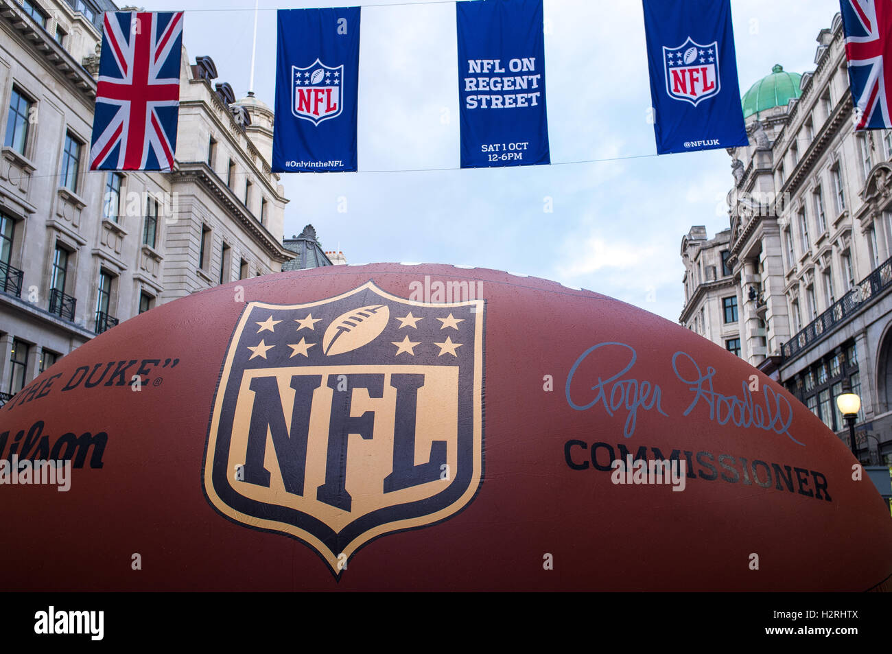 London UK, 1st October 2016. NFL on Regent Street. Celebrations for the ...