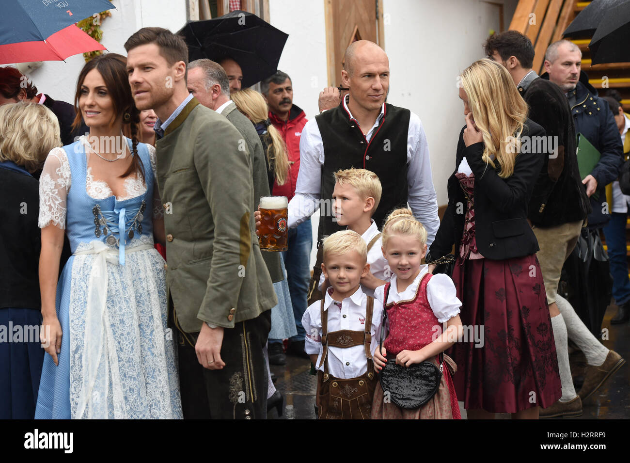 Munich, Germany. 02nd Oct, 2016. FC Bayern players Xabi Alonso and his ...