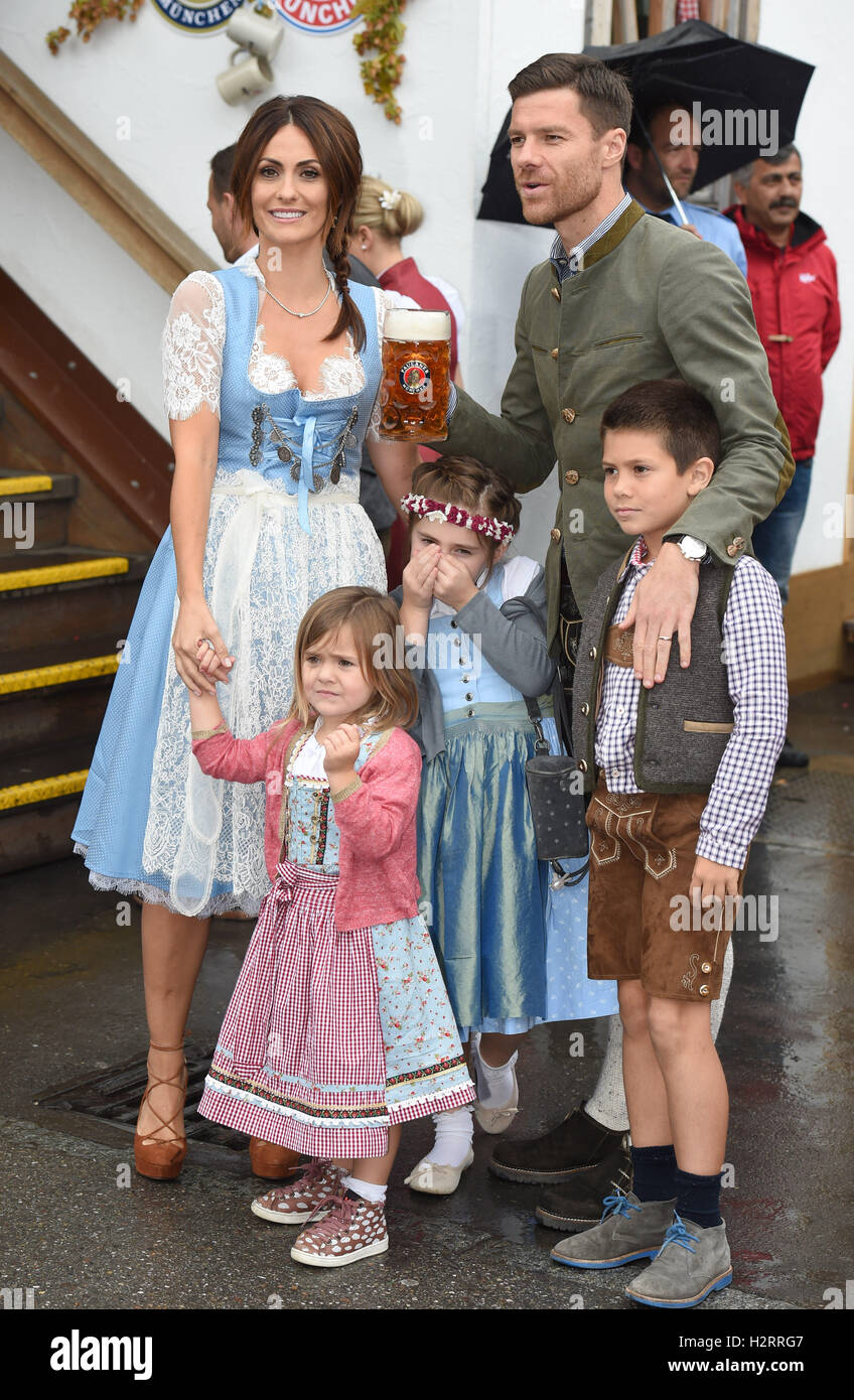 Munich, Germany. 02nd Oct, 2016. FC Bayern player Xabi Alonso and his ...