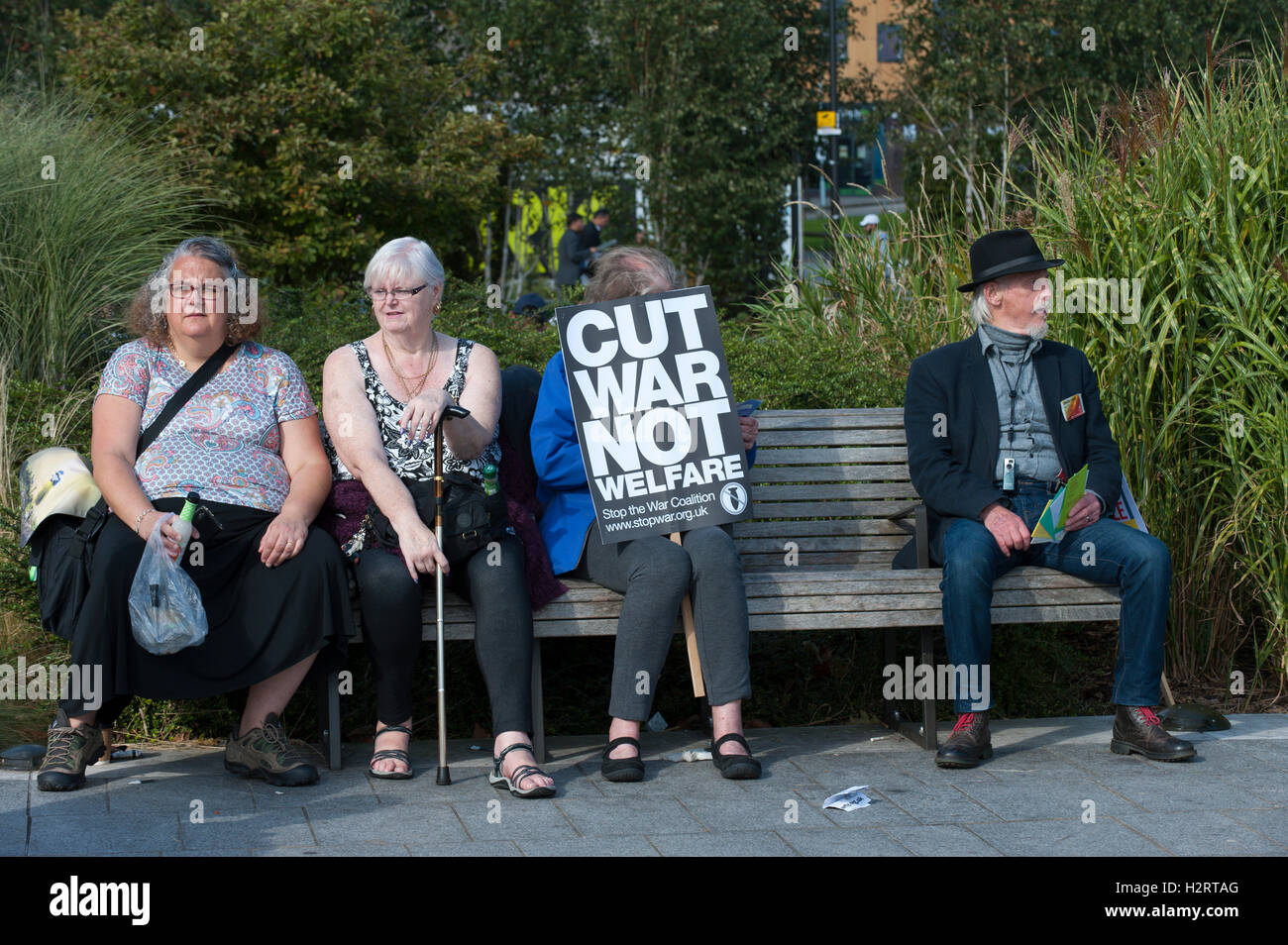 Birmingham, West Midlands, UK. 2nd October 2016. Protesters relax after ...