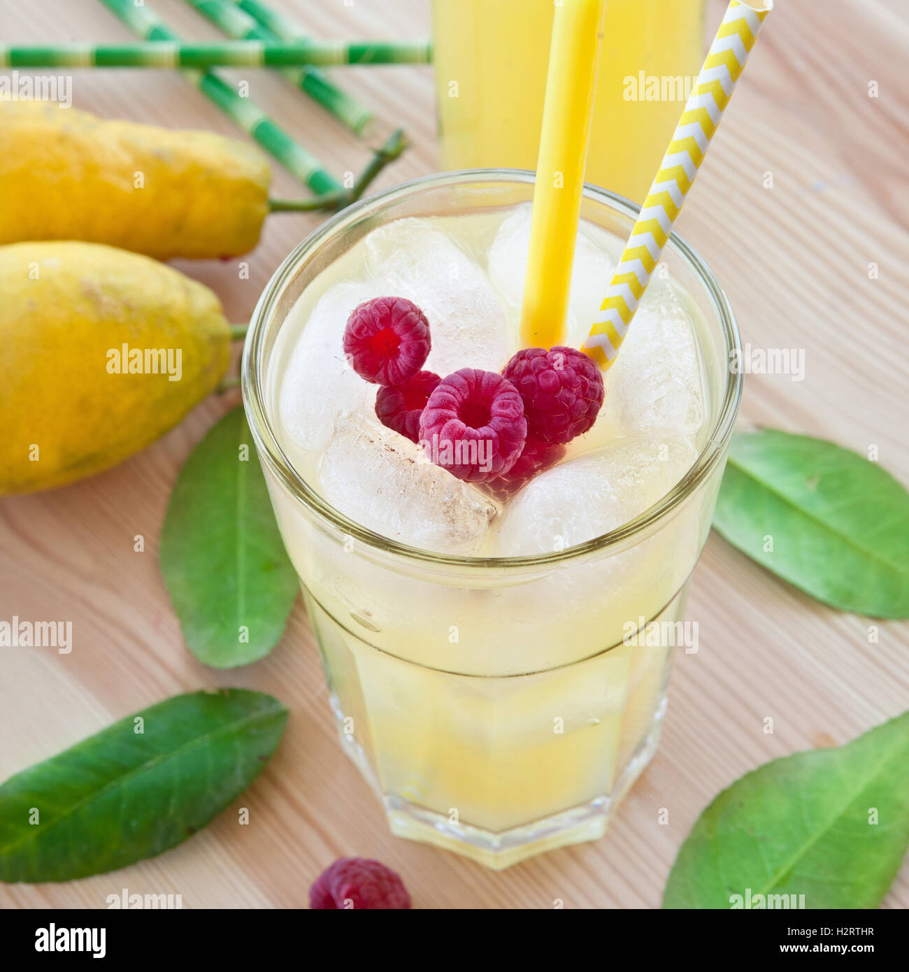 Cold lemonade with fresh lemons Stock Photo - Alamy