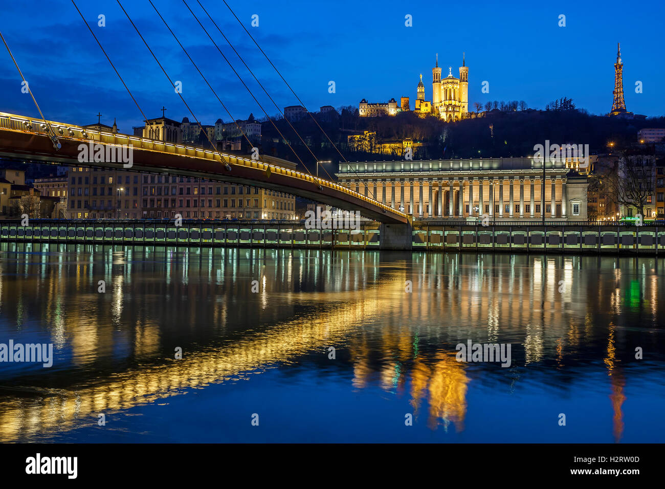 Lyon by night Stock Photo - Alamy