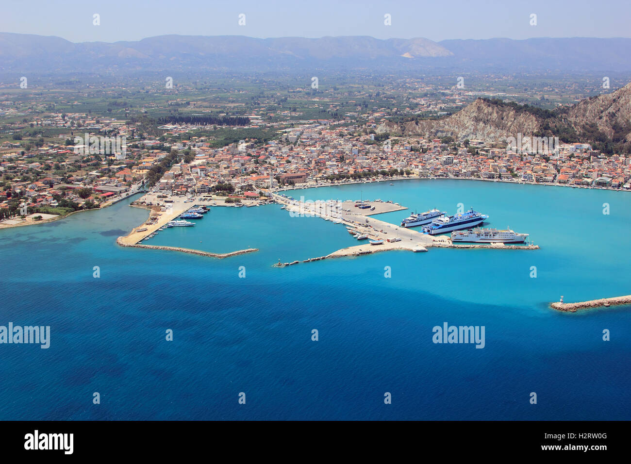 Aerial view on Zakynthos island Greece - Zante town Stock Photo - Alamy