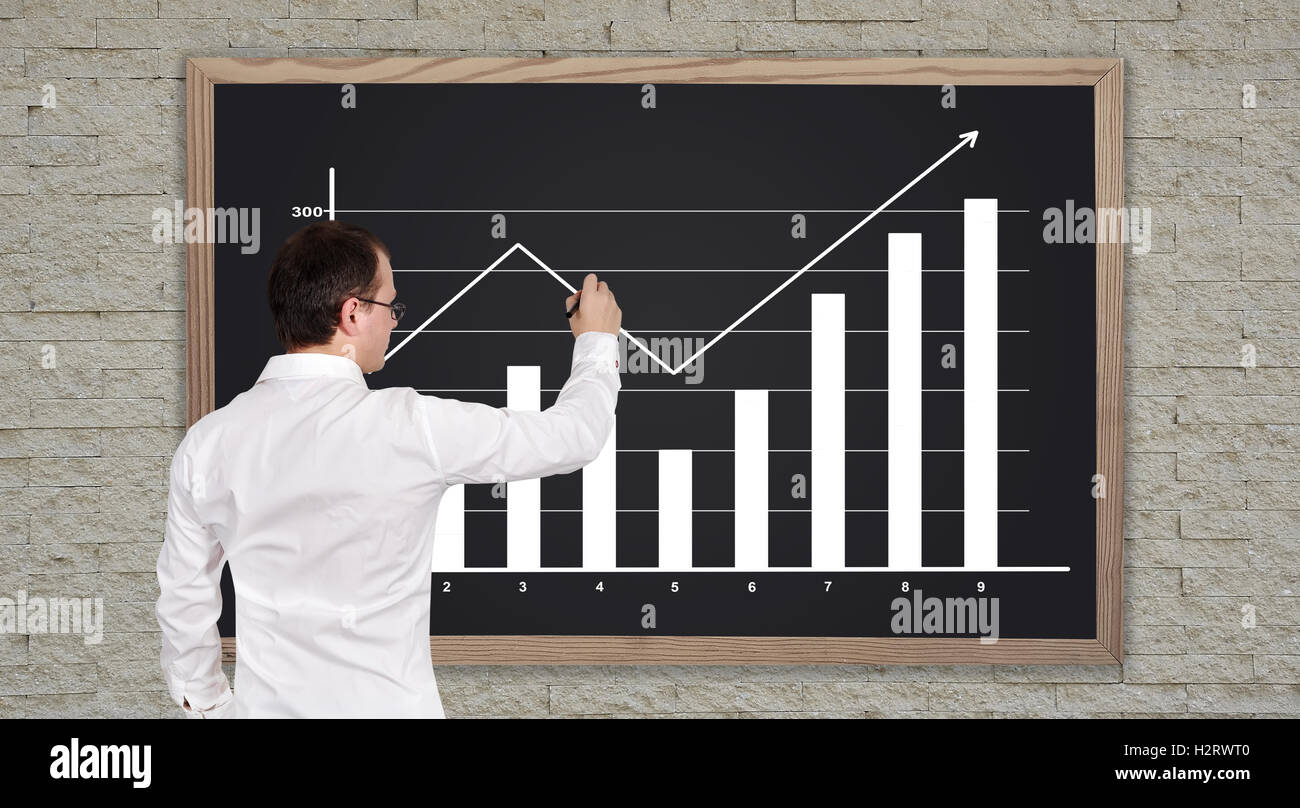 man drawing graph Stock Photo - Alamy