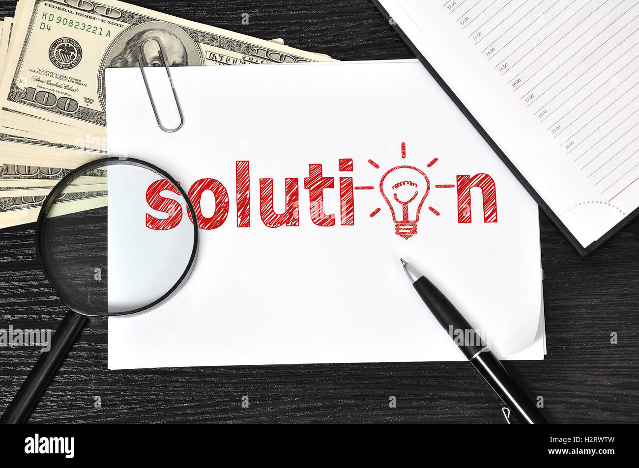 poster with solution Stock Photo - Alamy