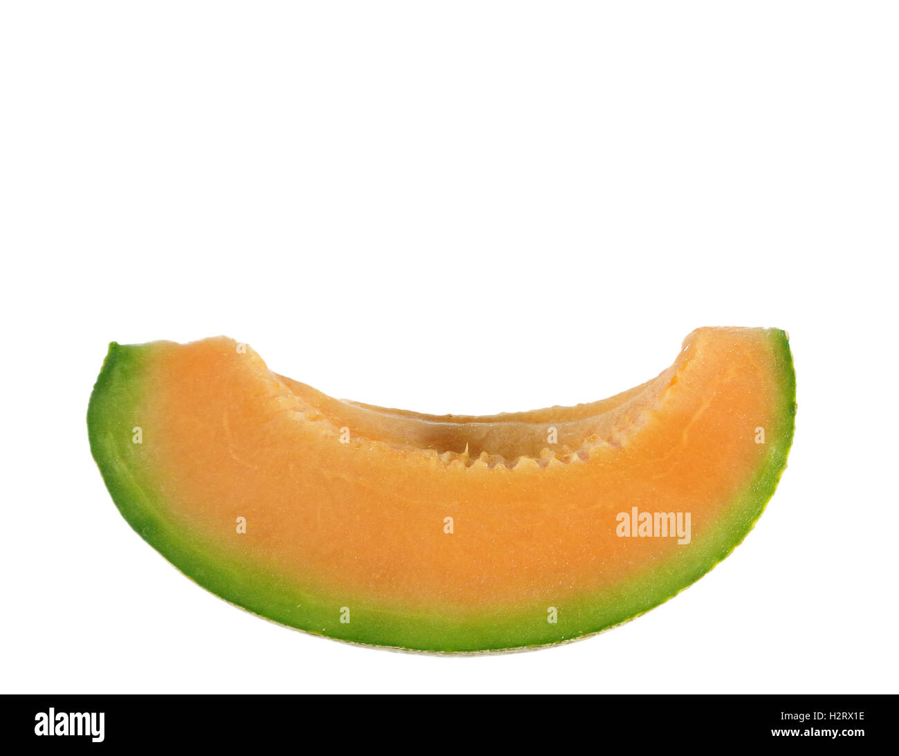 Close up of a piece of ripe orange muskmelon isolated on white ...