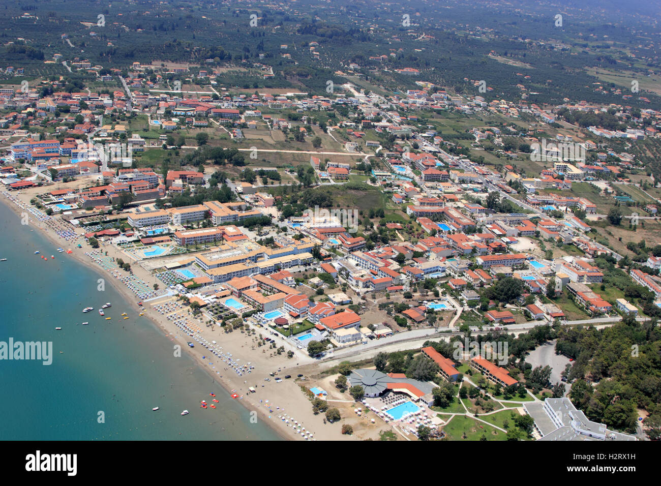 Aerial view on Zakynthos island Greece - Laganas Stock Photo - Alamy