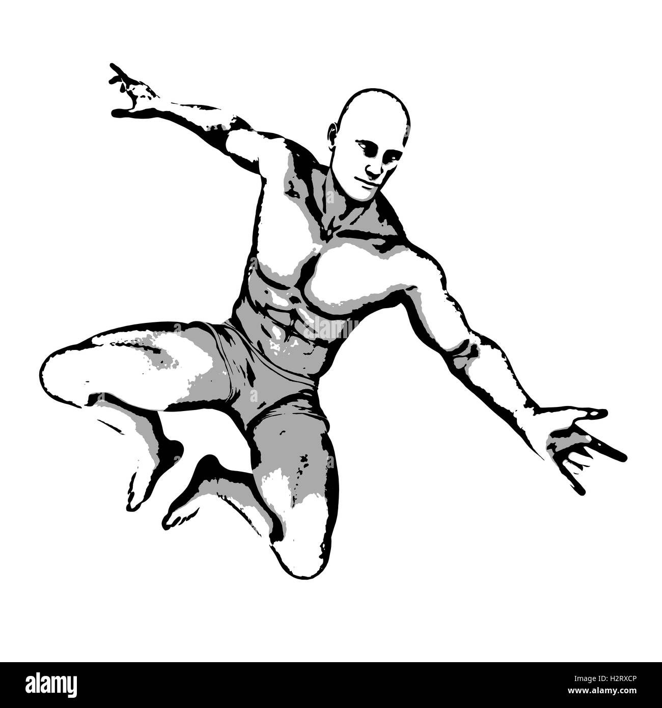 Comic Book Hero Pose in Sketch Ink Illustration Stock Photo - Alamy