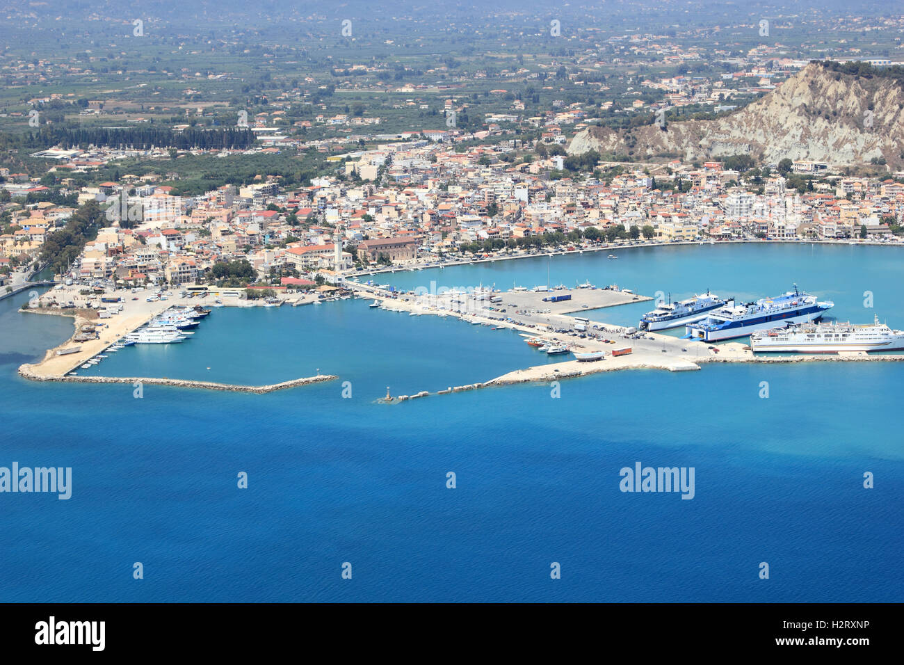 Aerial view on Zakynthos island Greece - Zante town Stock Photo - Alamy