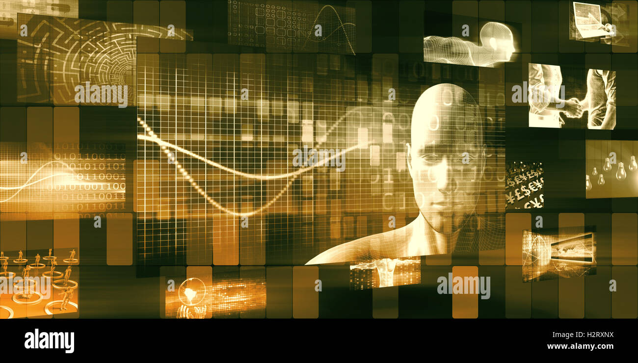 Technology Solution as a Business Network Art Stock Photo - Alamy