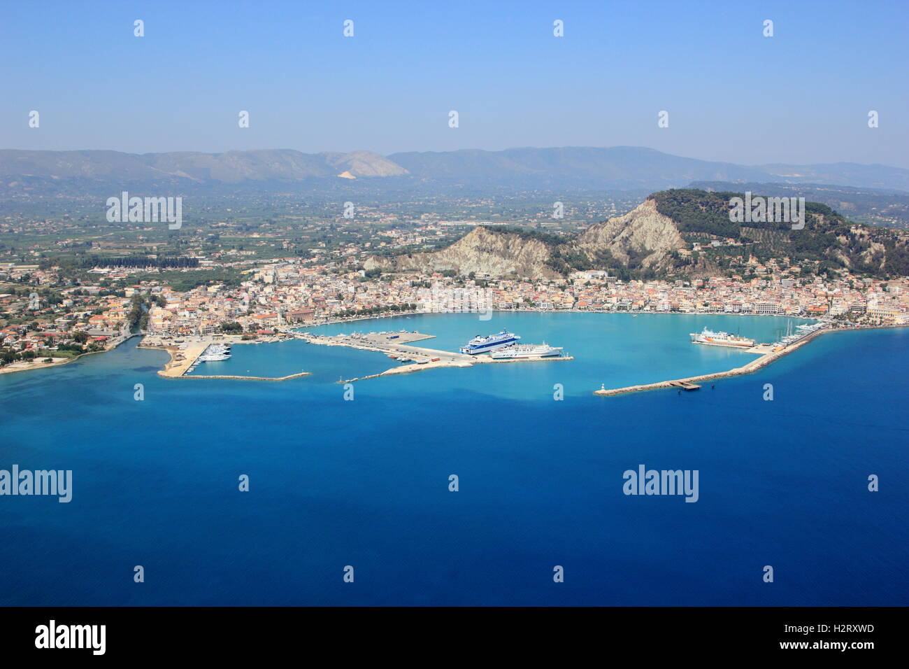 Aerial view on Zakynthos Greece - Zante town Stock Photo - Alamy