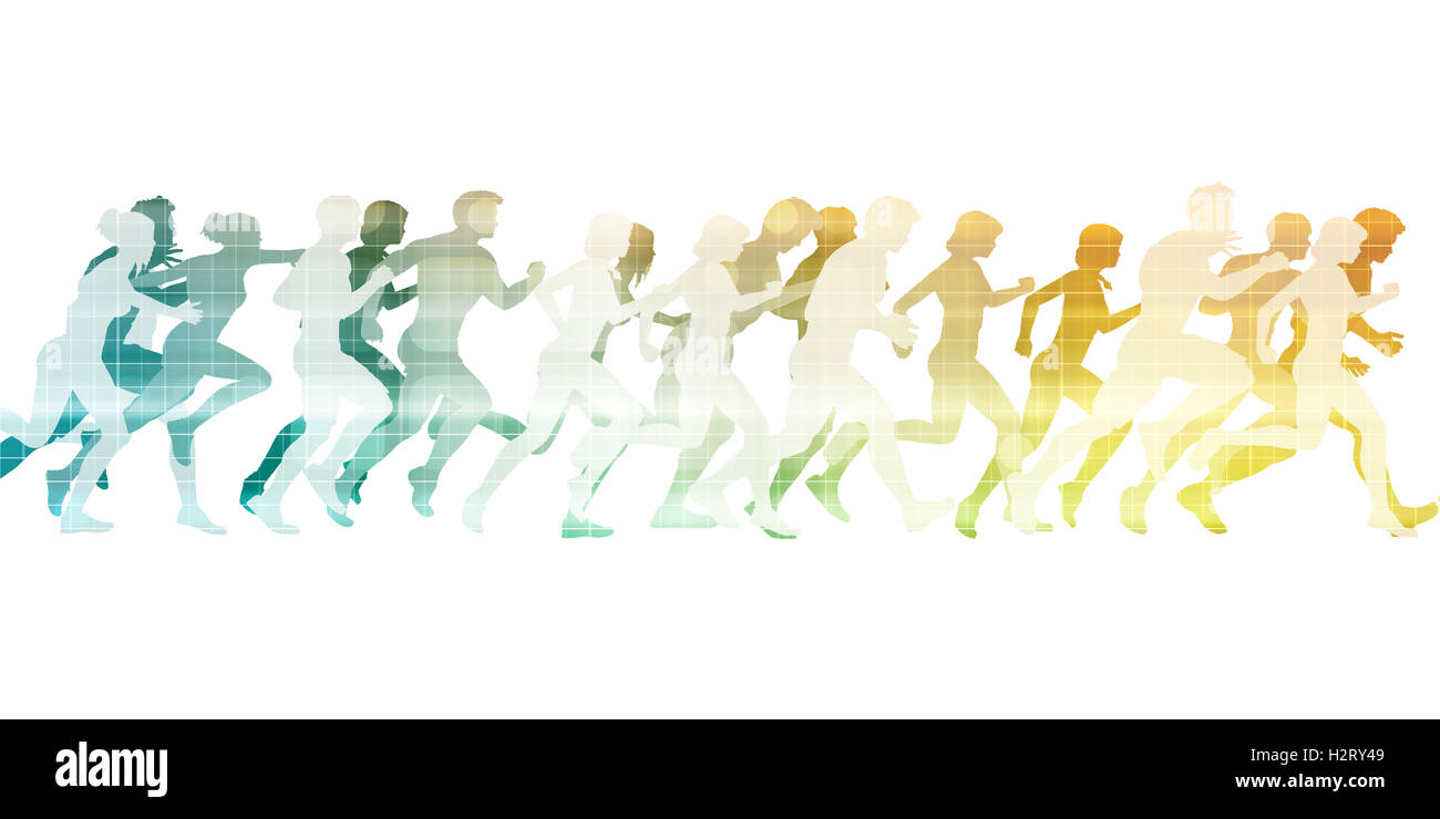 Group Running Silhouette