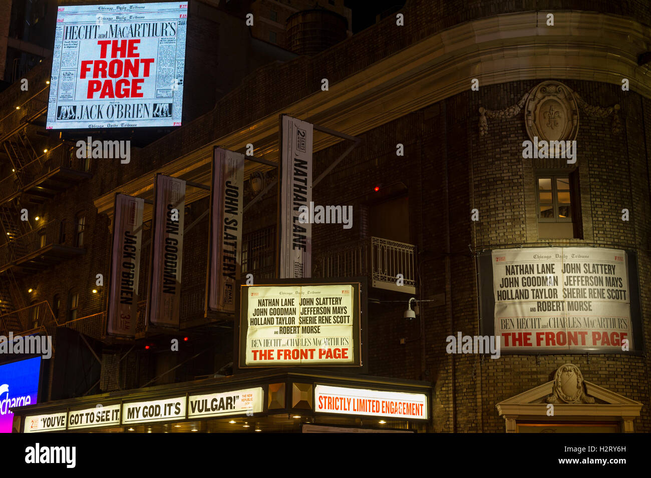 The Broadhurst Theatre in New York where a revival of "The Front Page ...